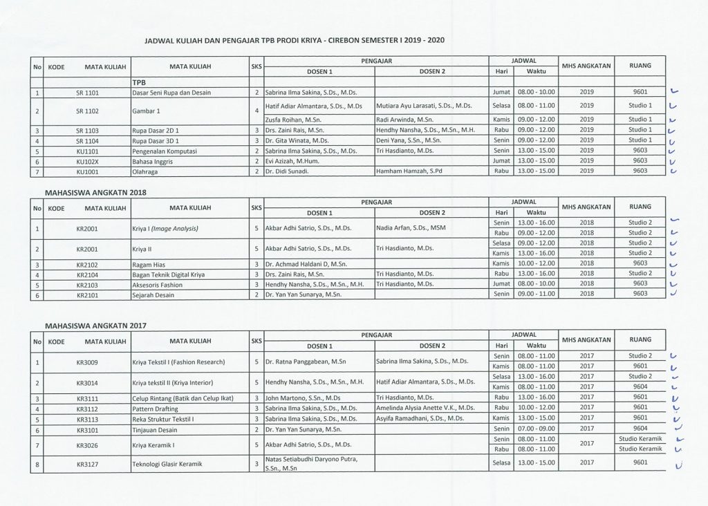Jadwal Kuliah - Direktorat Eksekutif ITB Kampus Jatinangor
